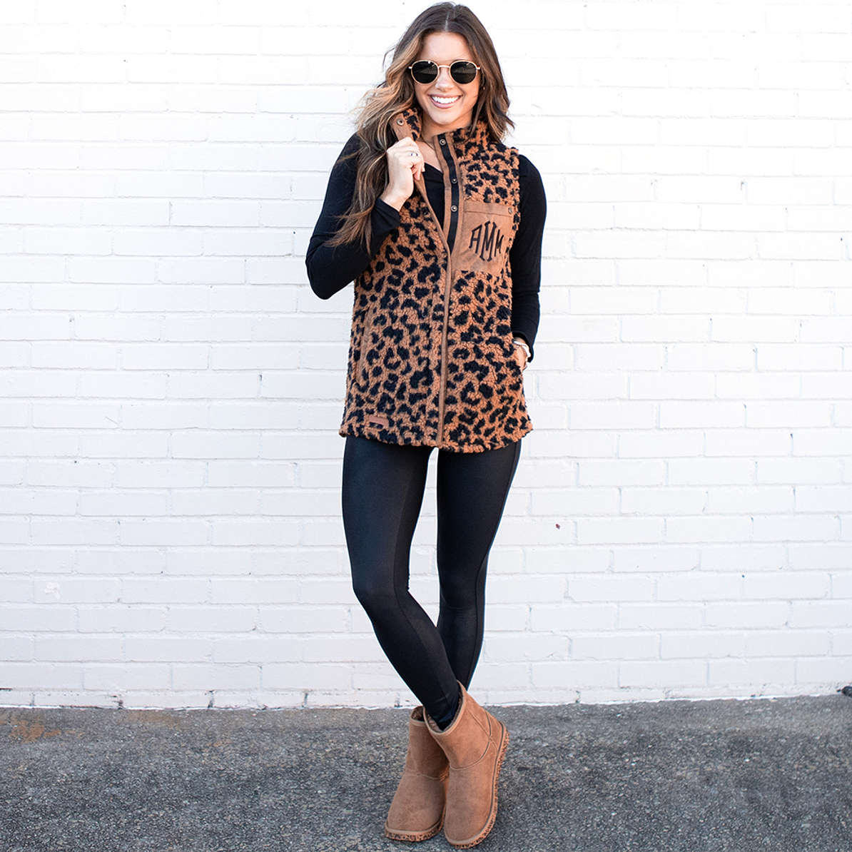 Personalized Leopard Sherpa Vest - Marleylilly