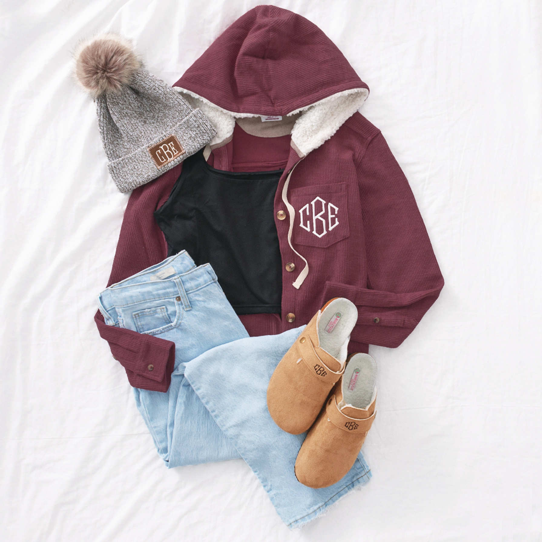 Personalized Hooded Sherpa Shirt Jacket — Marleylilly