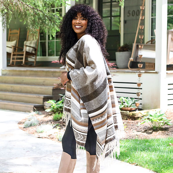 Ladies Aztec Fringe Poncho | Marleylilly