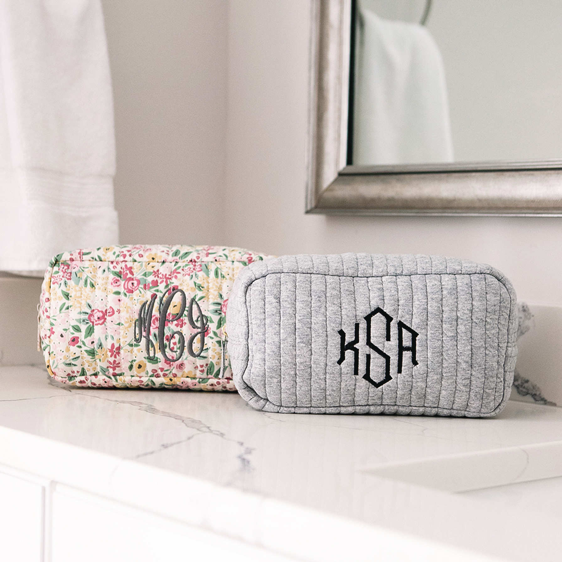 Monogrammed Quilted Cosmetic Bags - Marleylilly
