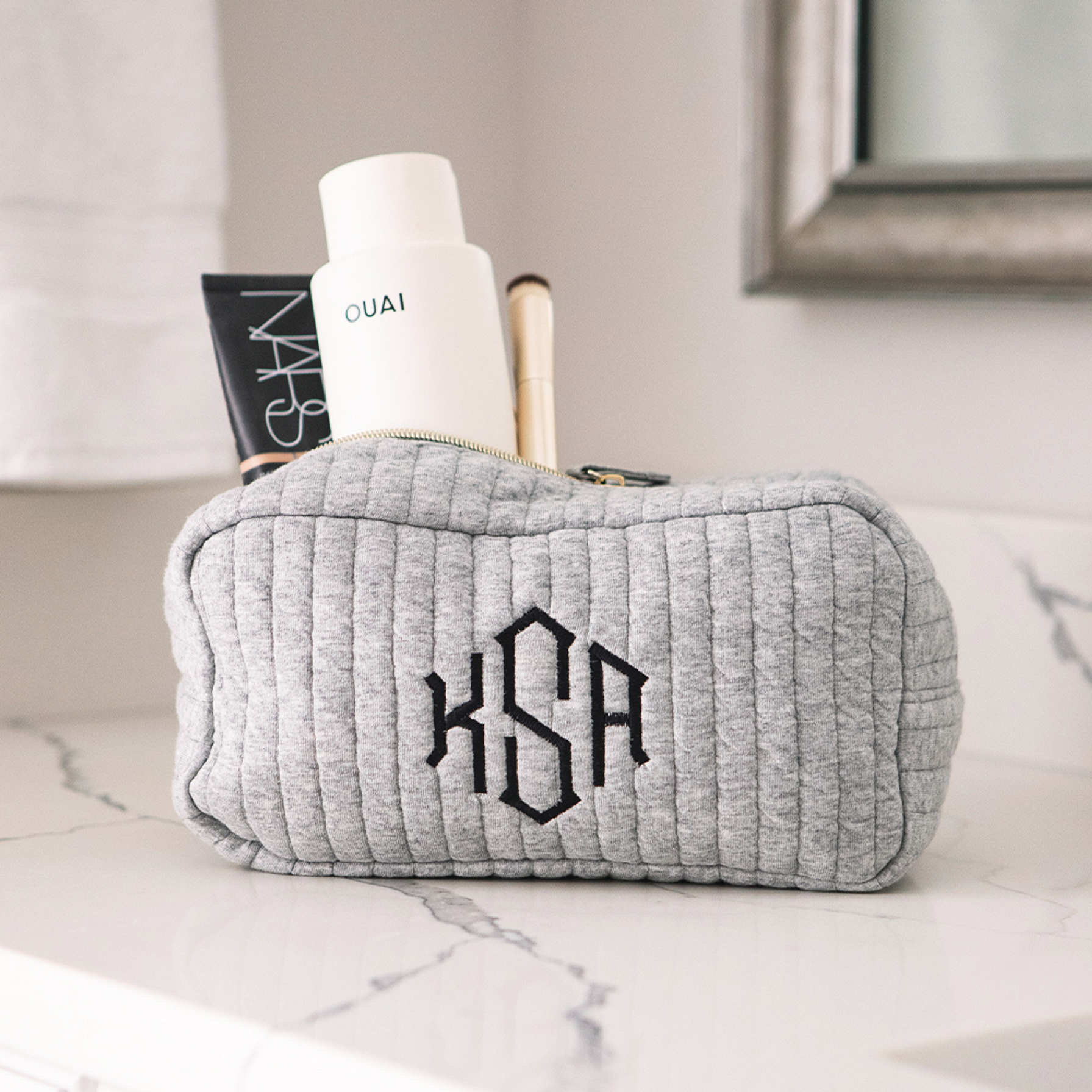 Monogrammed Quilted Cosmetic Bags | Marleylilly