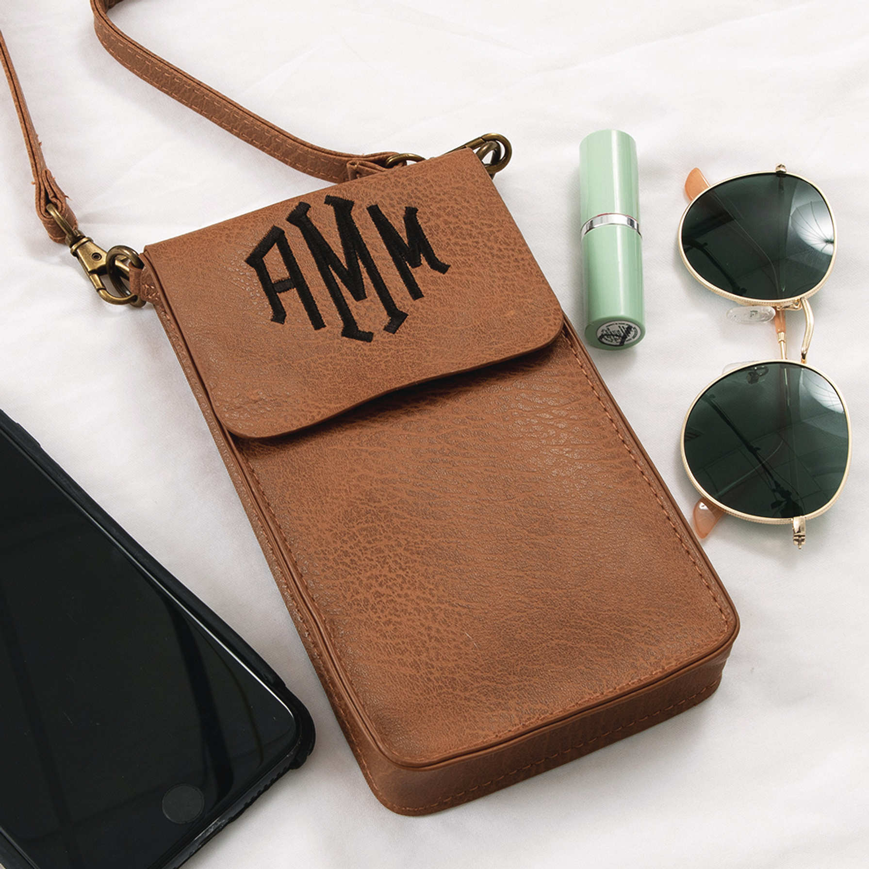 Monogrammed Phone Crossbody Bag