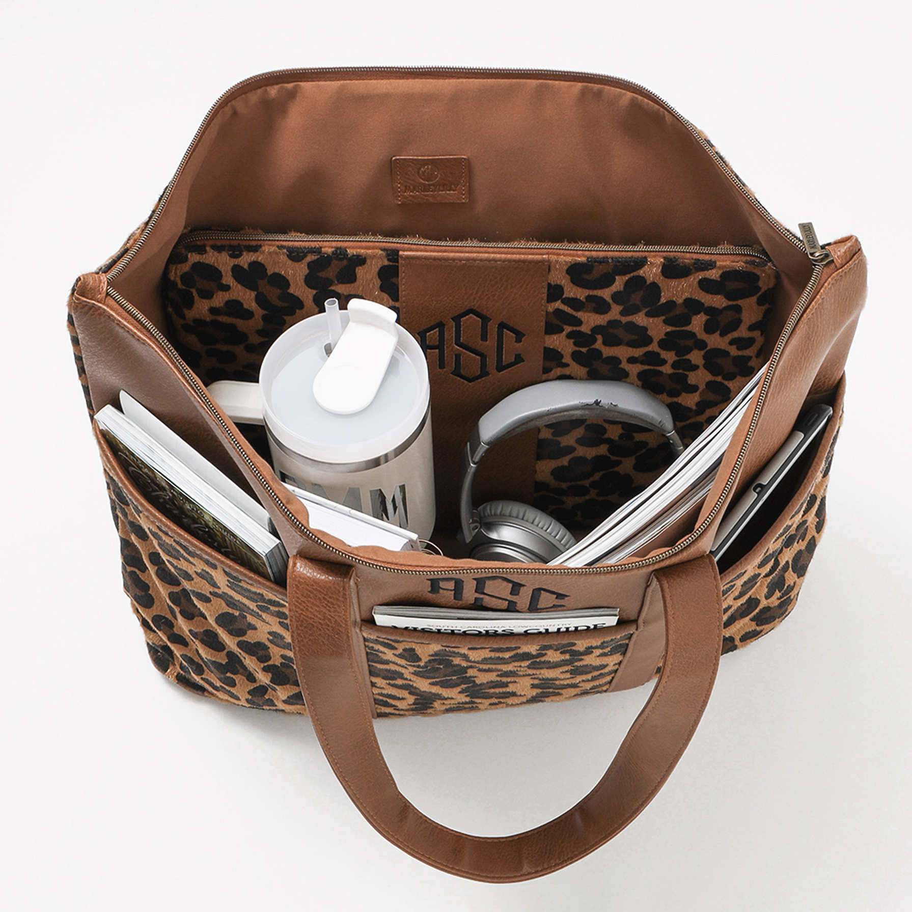Personalized Leopard Pocket Tote | Marleylilly