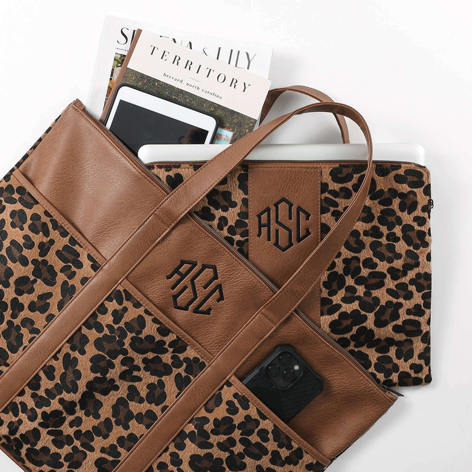 Personalized Leopard Pocket Tote | Marleylilly