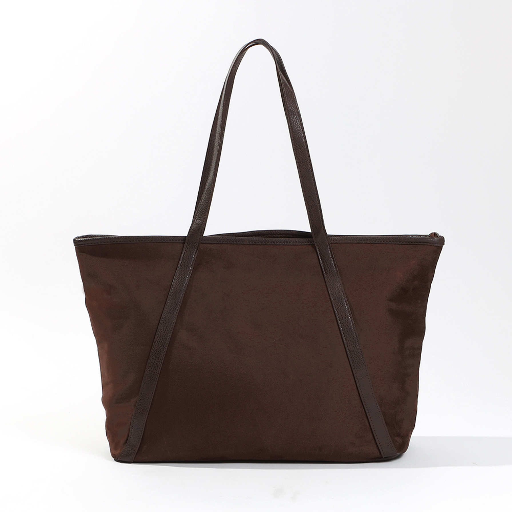 Dark Brown Suede Tote — Marleylilly
