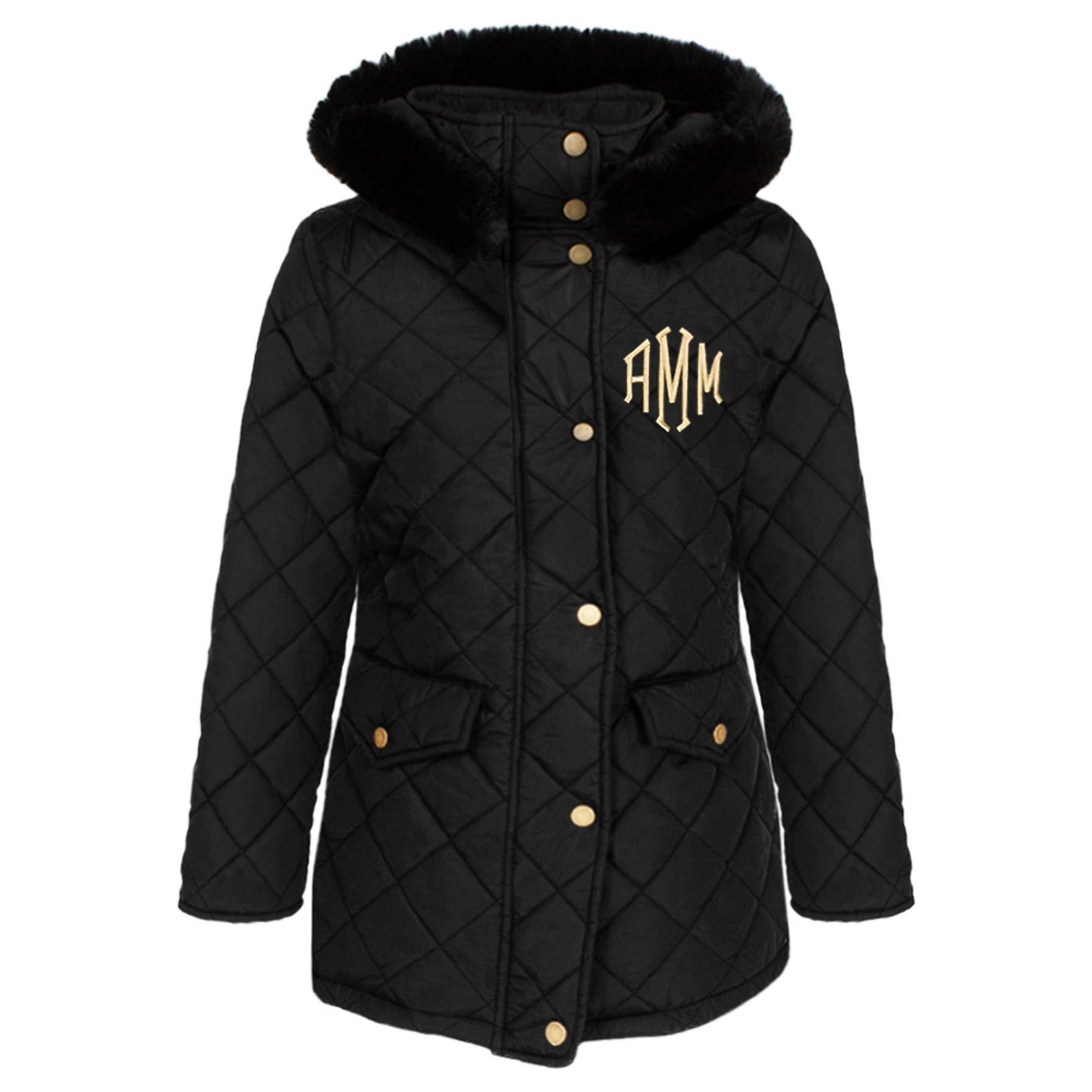 Personalized Puffer Winter Jacket with Fur Hood - Marleylilly