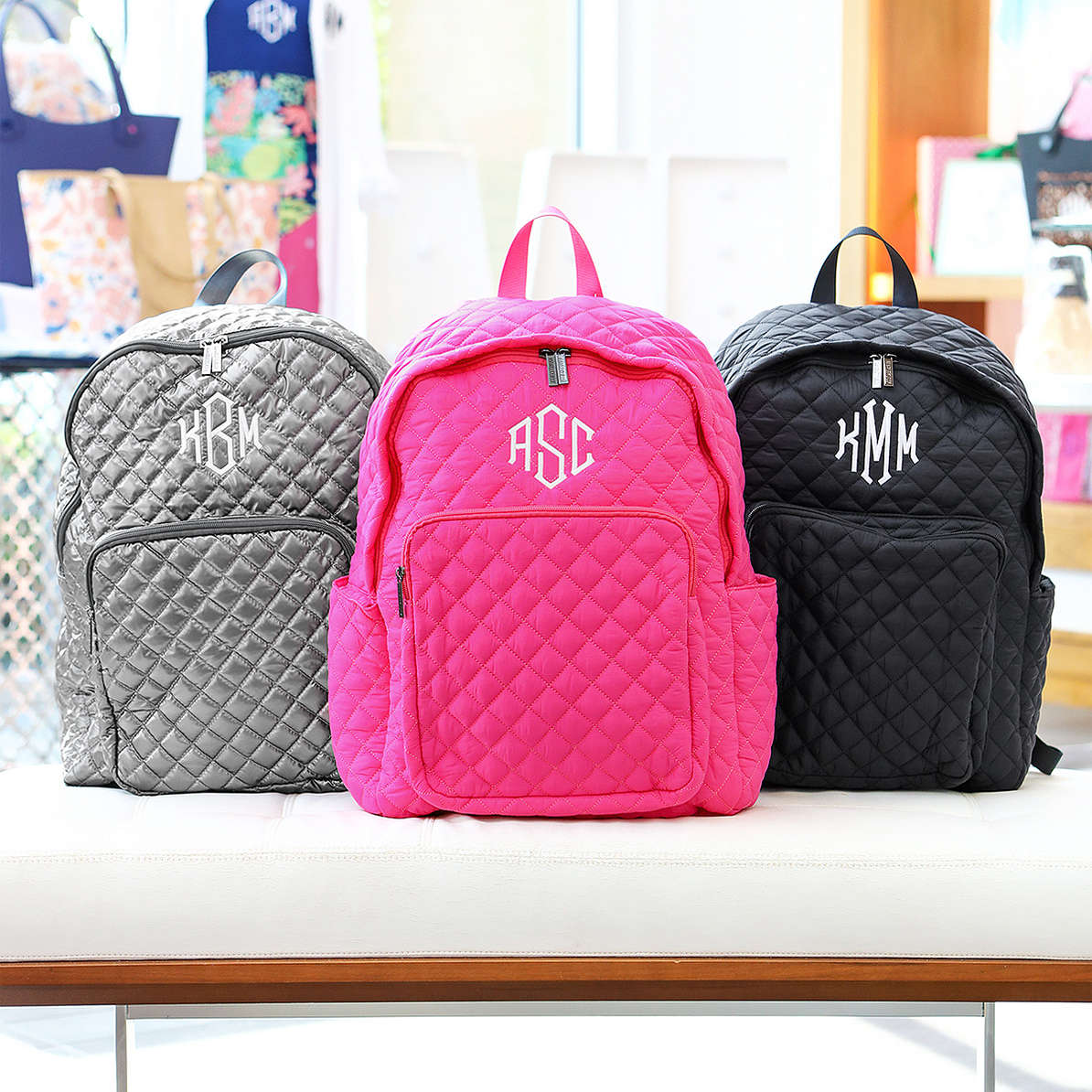 Personalized Diamond Quilted Laptop Backpack - From Marleylilly