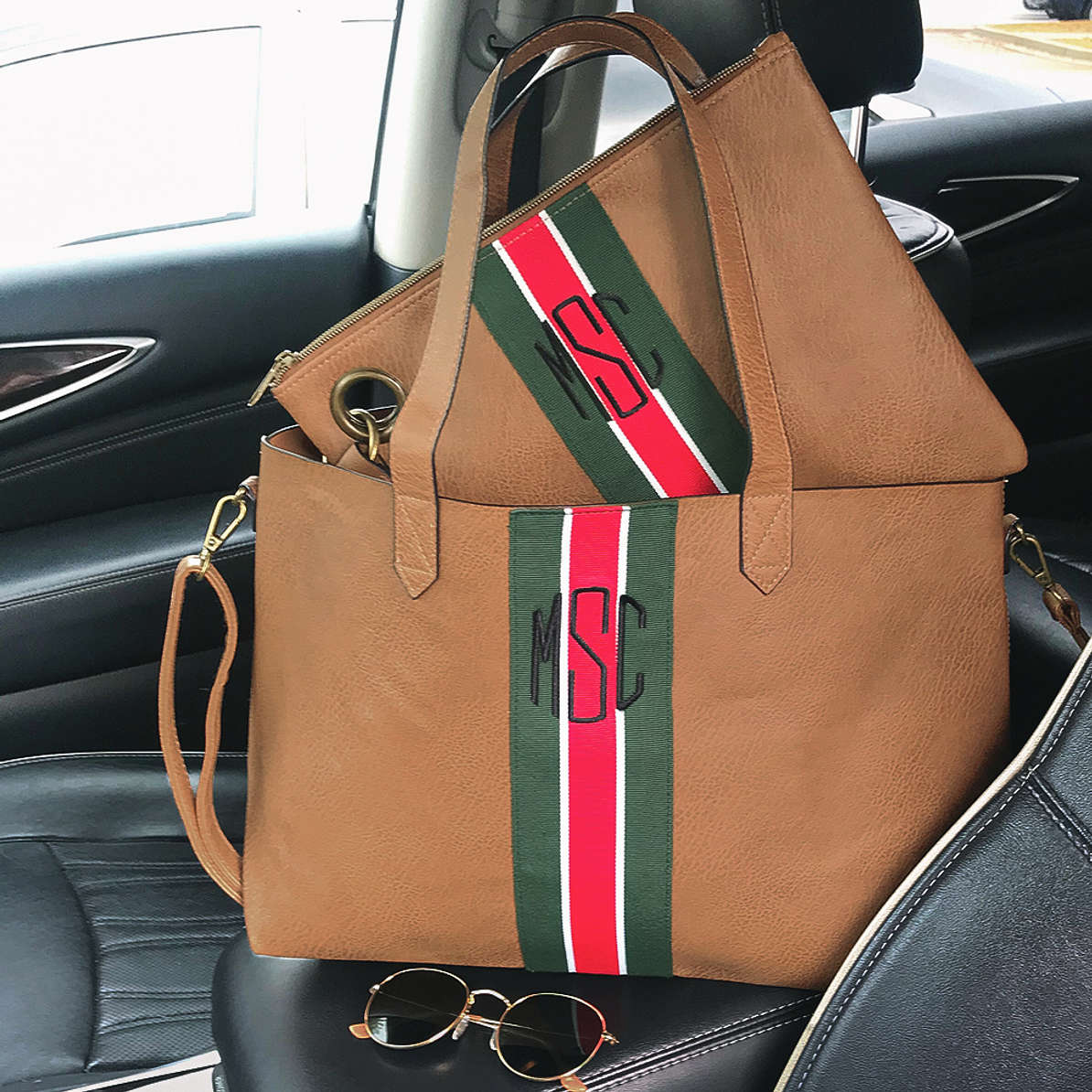 Personalized Faux Leather Tote Bag - Marleylilly