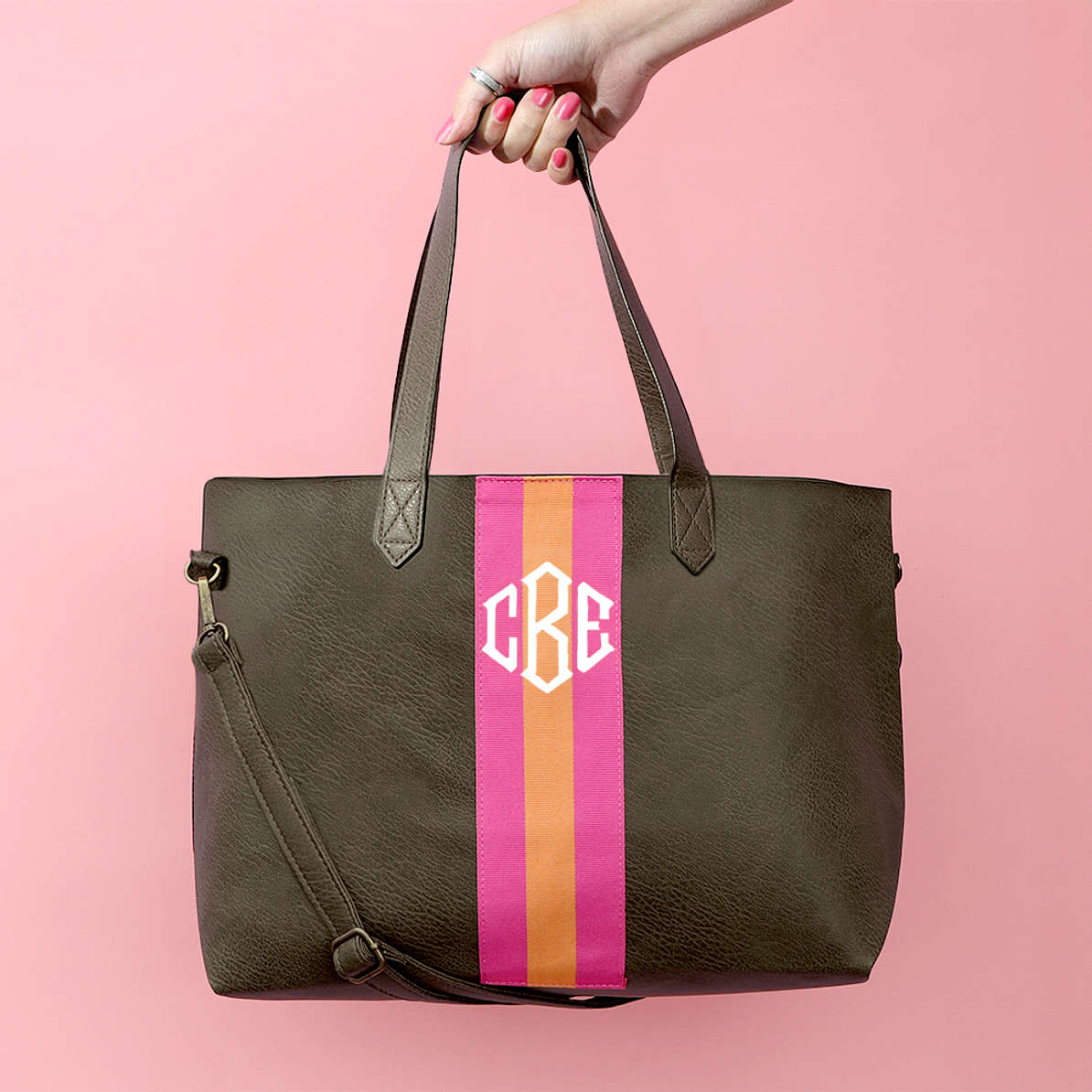 Personalized Faux Leather Tote Bag - Marleylilly
