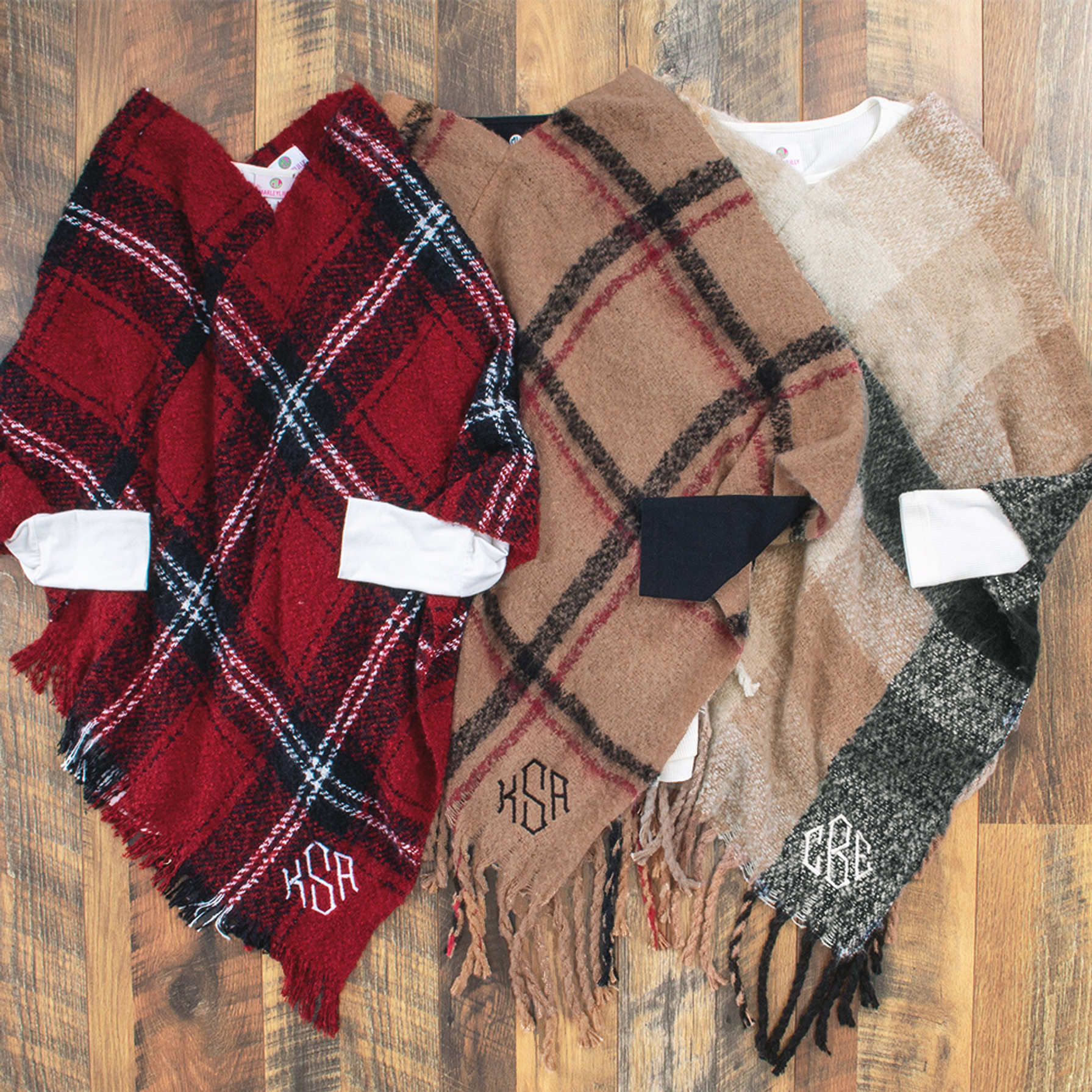 Personalized Plaid Poncho - Marleylilly