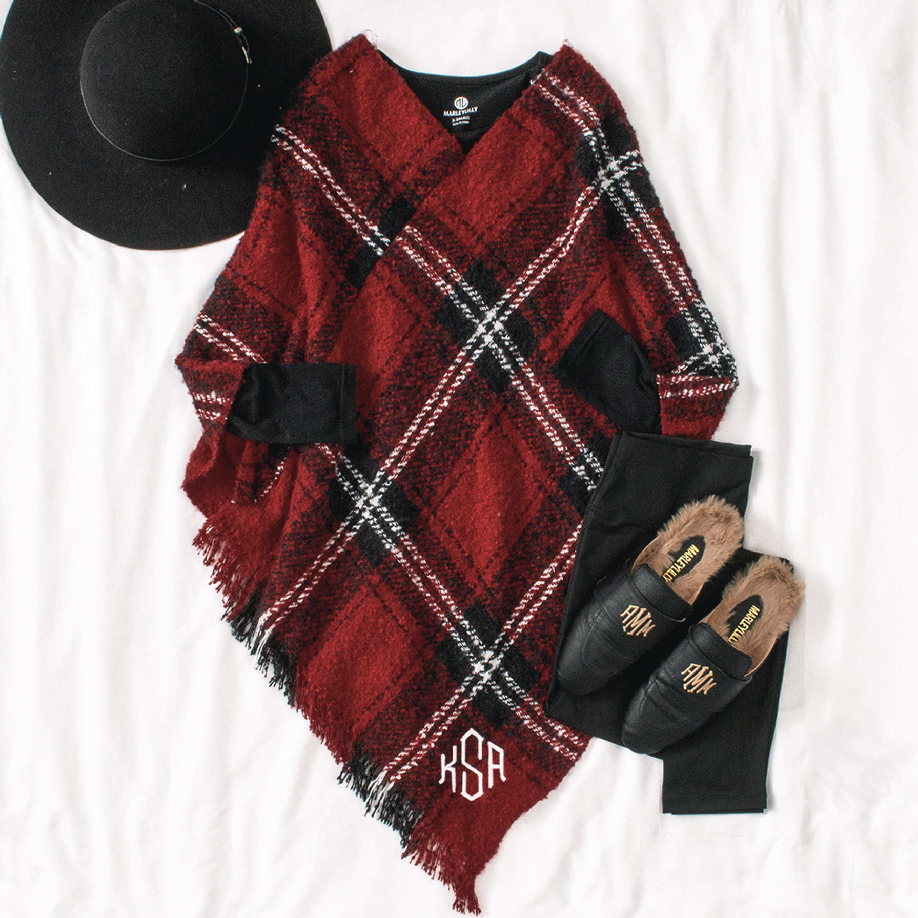 Personalized Plaid Poncho - Marleylilly