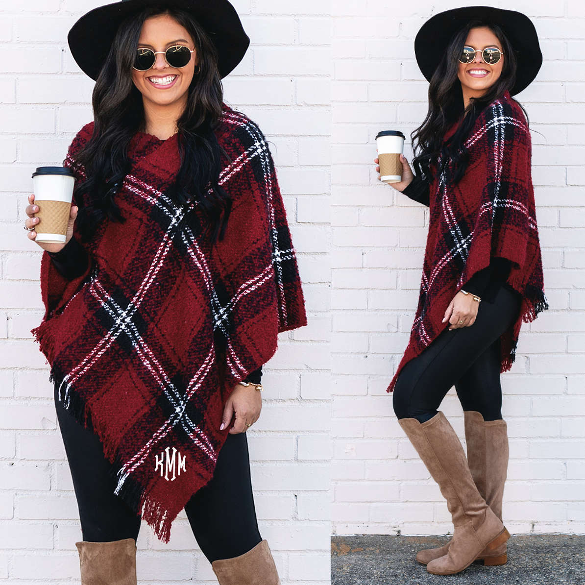 Personalized Plaid Poncho - Marleylilly