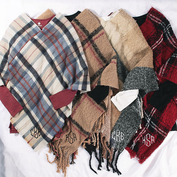 Personalized Plaid Poncho - Marleylilly