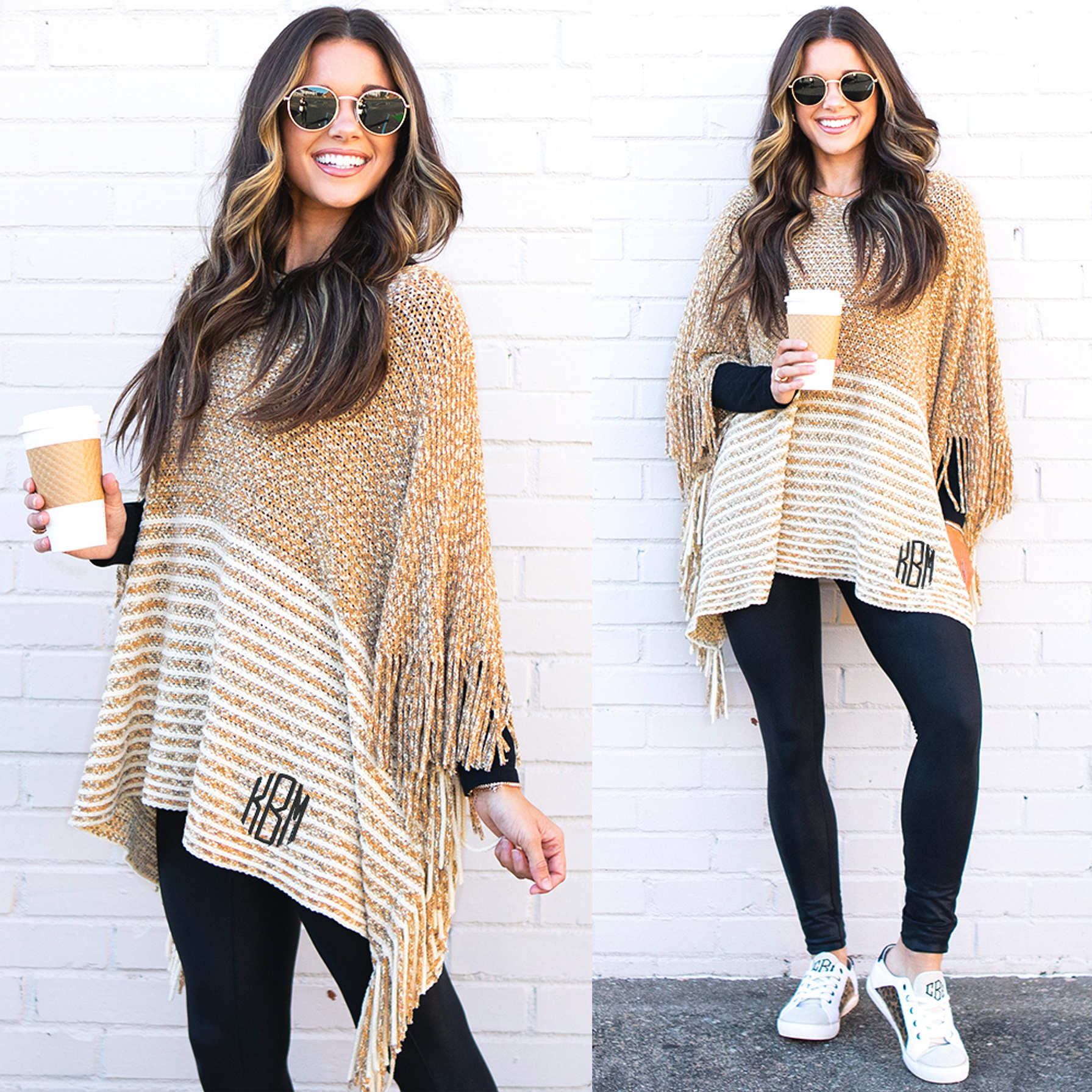 Personalized Striped Chenille Poncho