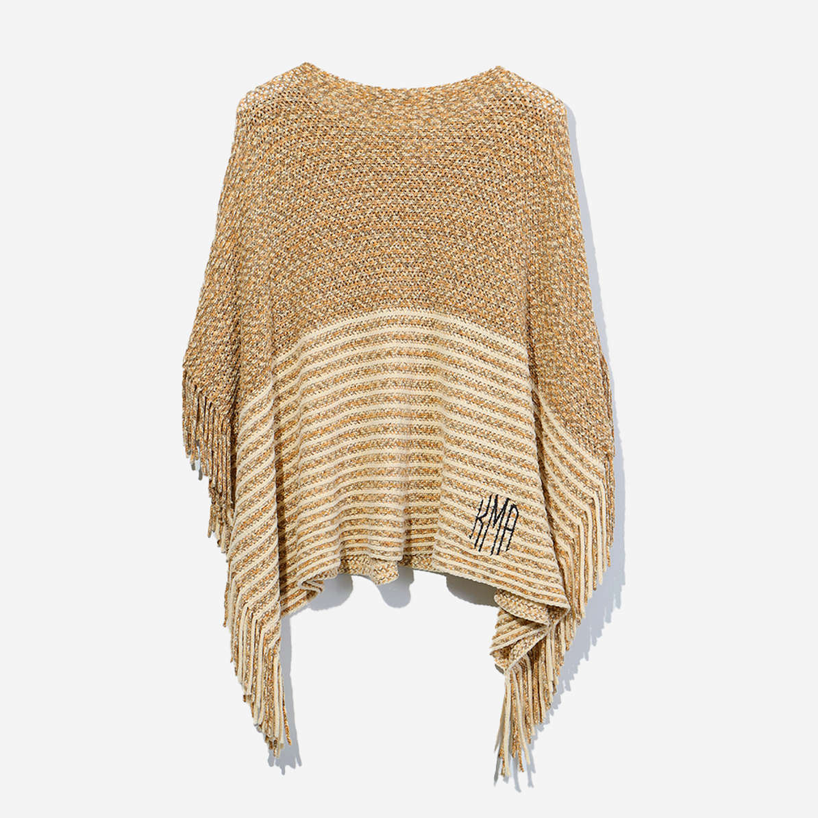 Personalized Striped Chenille Poncho