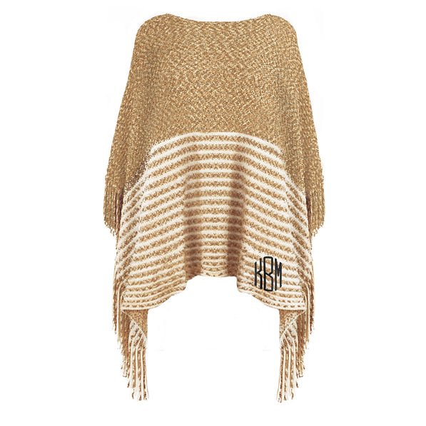 Personalized Striped Chenille Poncho