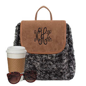 Mini Monogrammed Sherpa Backpack - Marleylilly