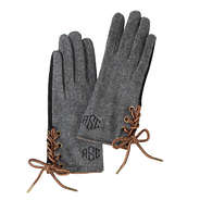 Monogrammed Gloves for Women — Lace-Up Detail