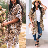 Leopard Kimono - Sheer Leopard Cover Up w/ Open Front
