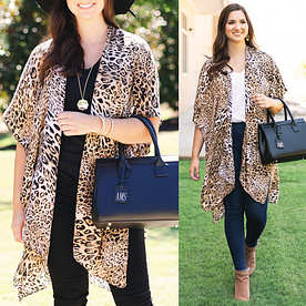 Leopard Kimono - Sheer Leopard Cover Up w/ Open Front