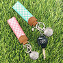Personalized Gingham Key Fob, Mint and Pink