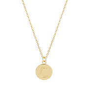 Disc Necklace with Stamped Initial — In Gold
