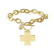 Engraved Cross Pendant Bracelet