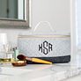 Personalized Gray Quilted Train Case - Marleylilly
