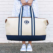 Personalized Navy Blue Canvas Weekender