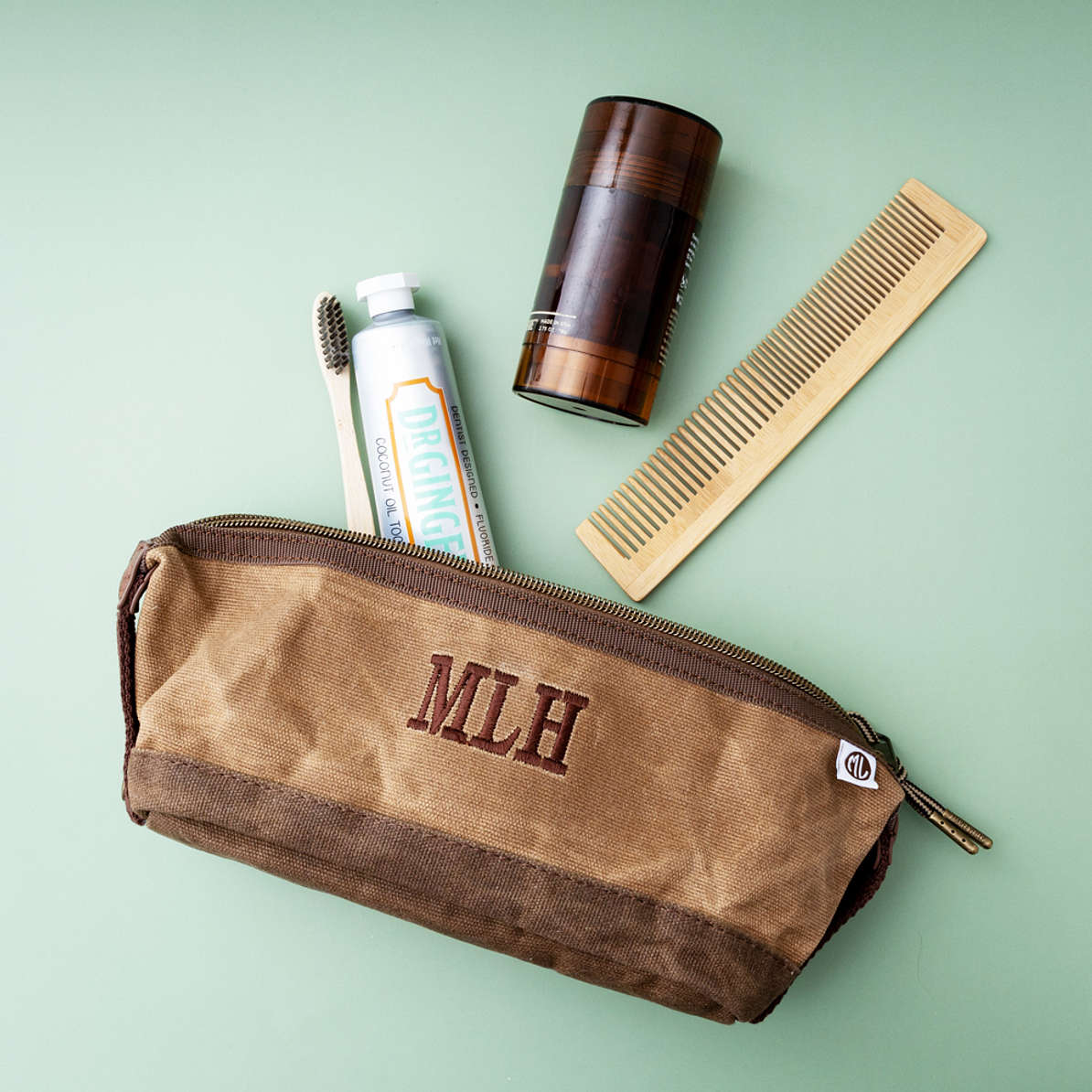 Kids Monogrammed Waxed Canvas Dopp Kit | Marleylilly