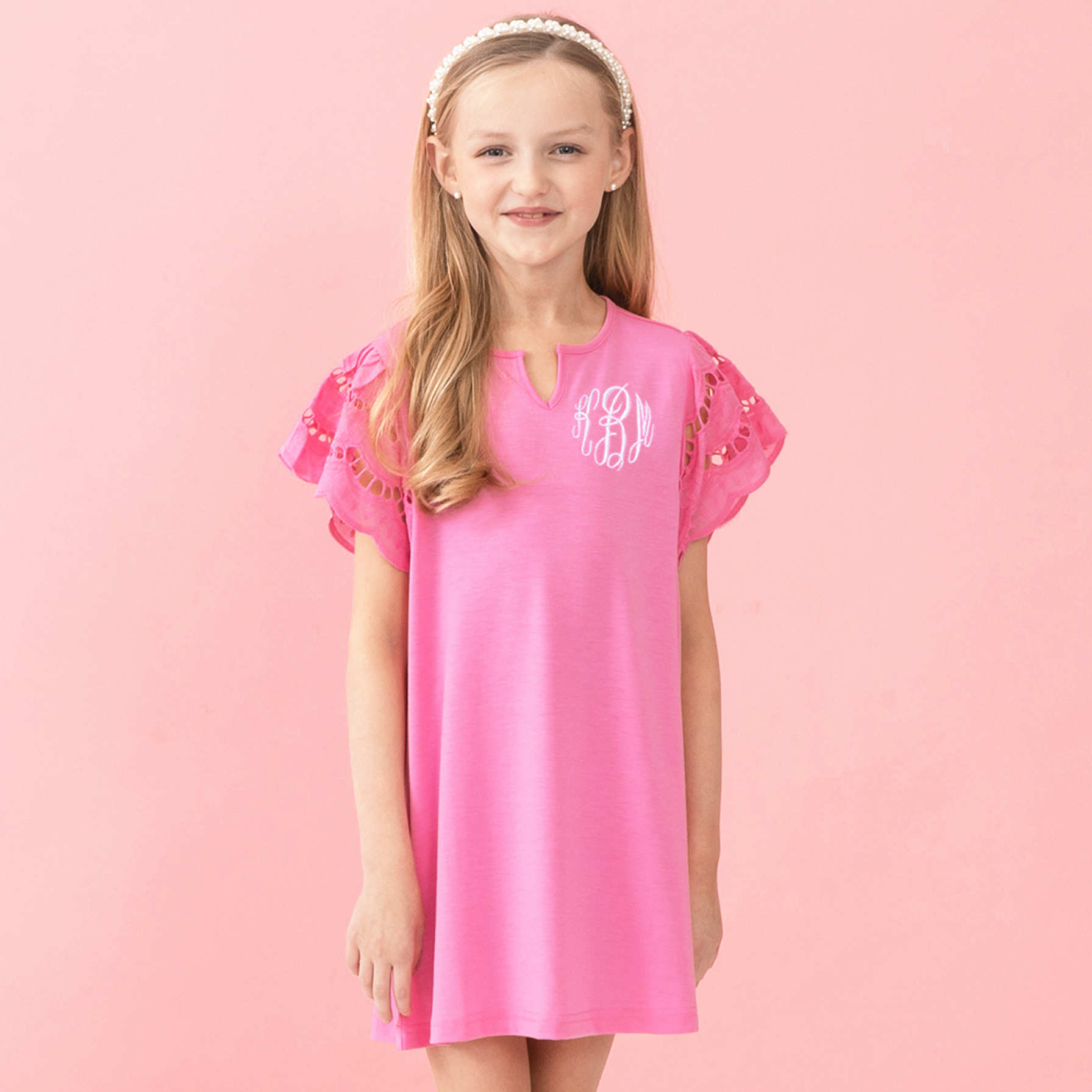Personalized Girls Flutter Sleeve Dress | Marleylilly
