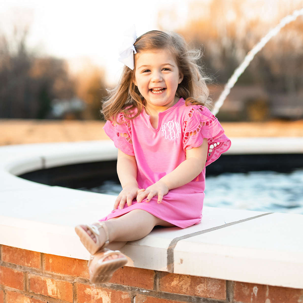 Personalized Girls Flutter Sleeve Dress | Marleylilly