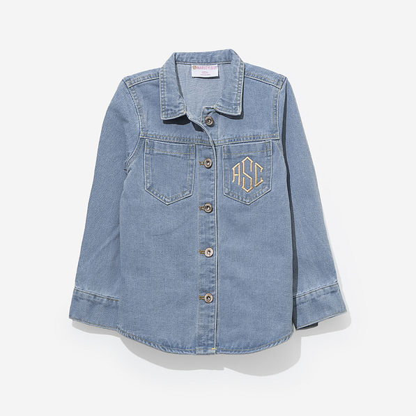 Personalized Kids Denim Shacket | Marleylilly