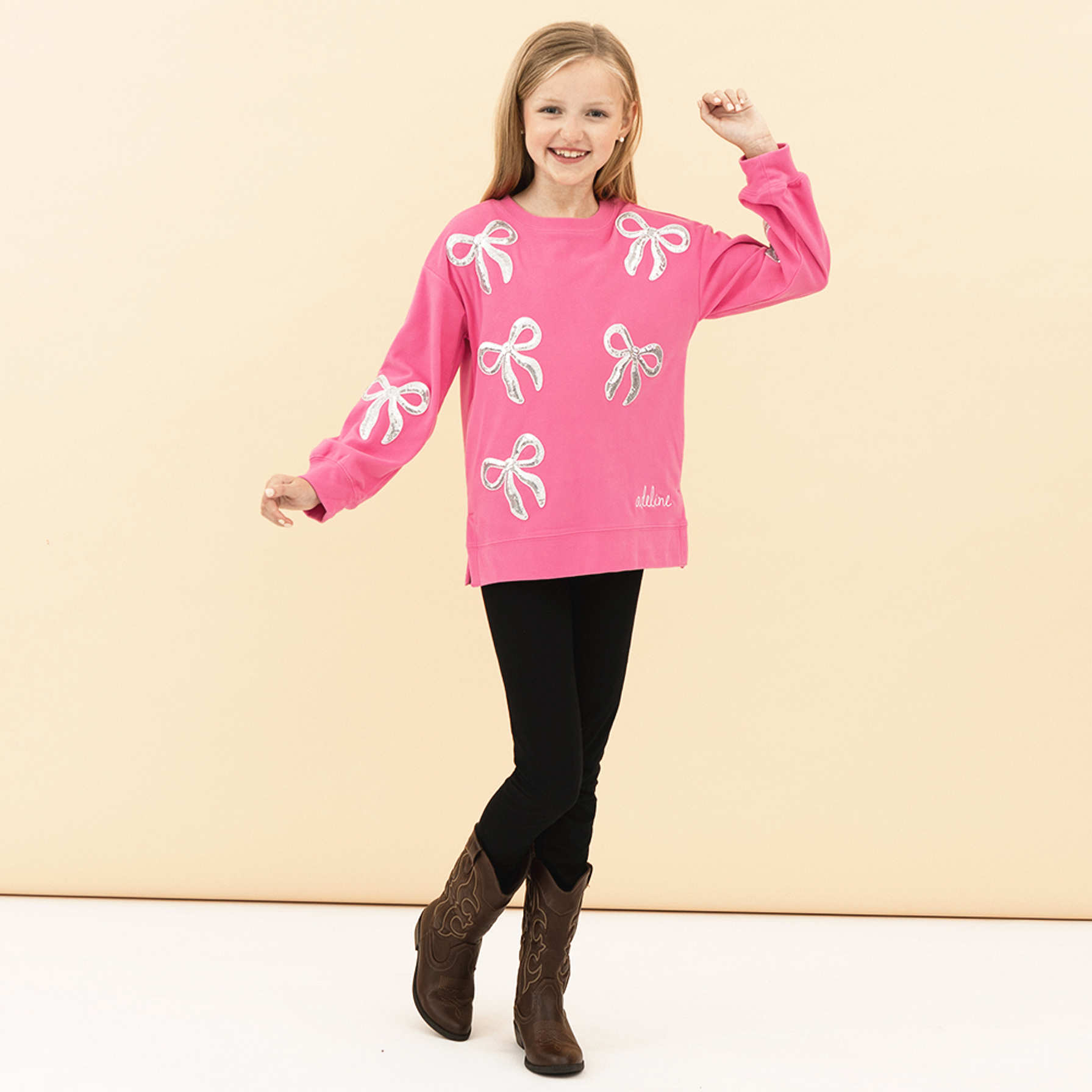 Personalized Kids Sequin Bow Sweatshirt | Marleylilly