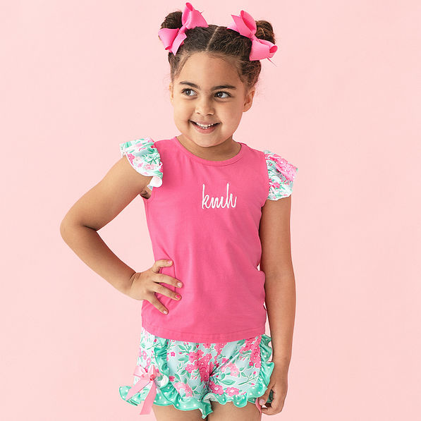 Personalized Girls Ruffle Short Set | Marleylilly