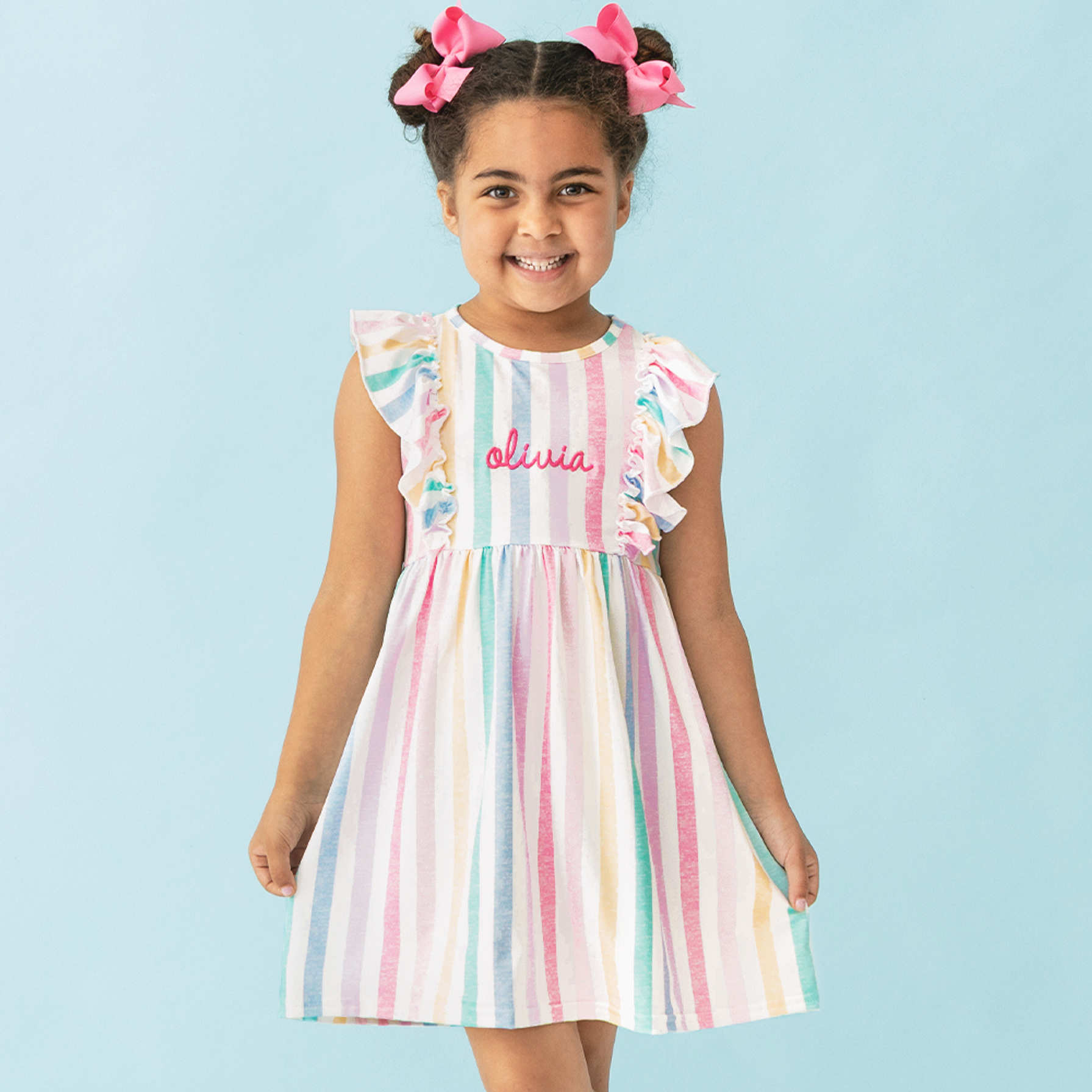 Personalized Girls Ruffle Knit Dress | Marleylilly