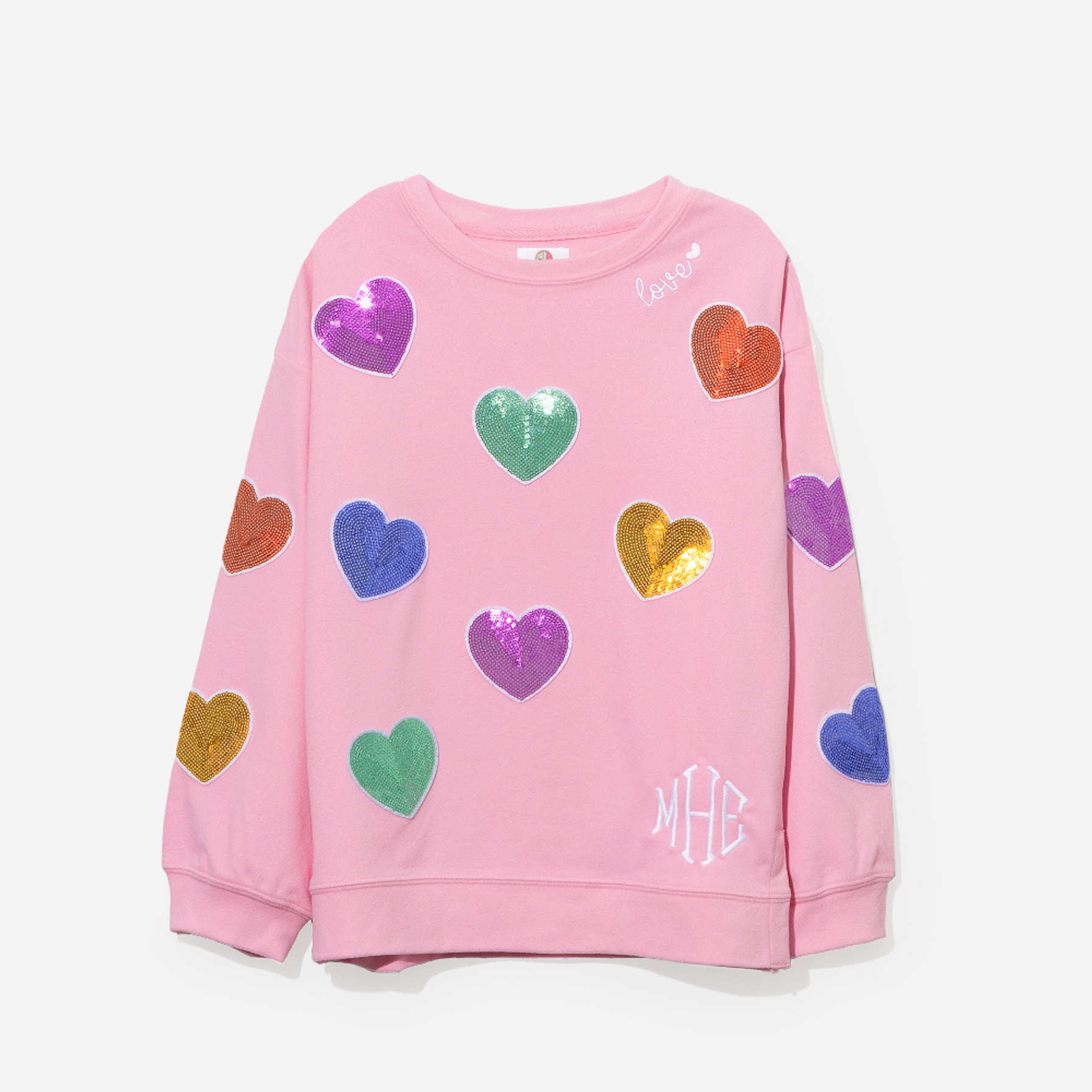 Personalized Kids Sequin Hearts Sweatshirt