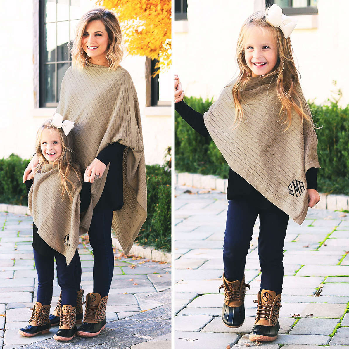 Monogrammed Girls Poncho Sweater - Marleylilly Kids