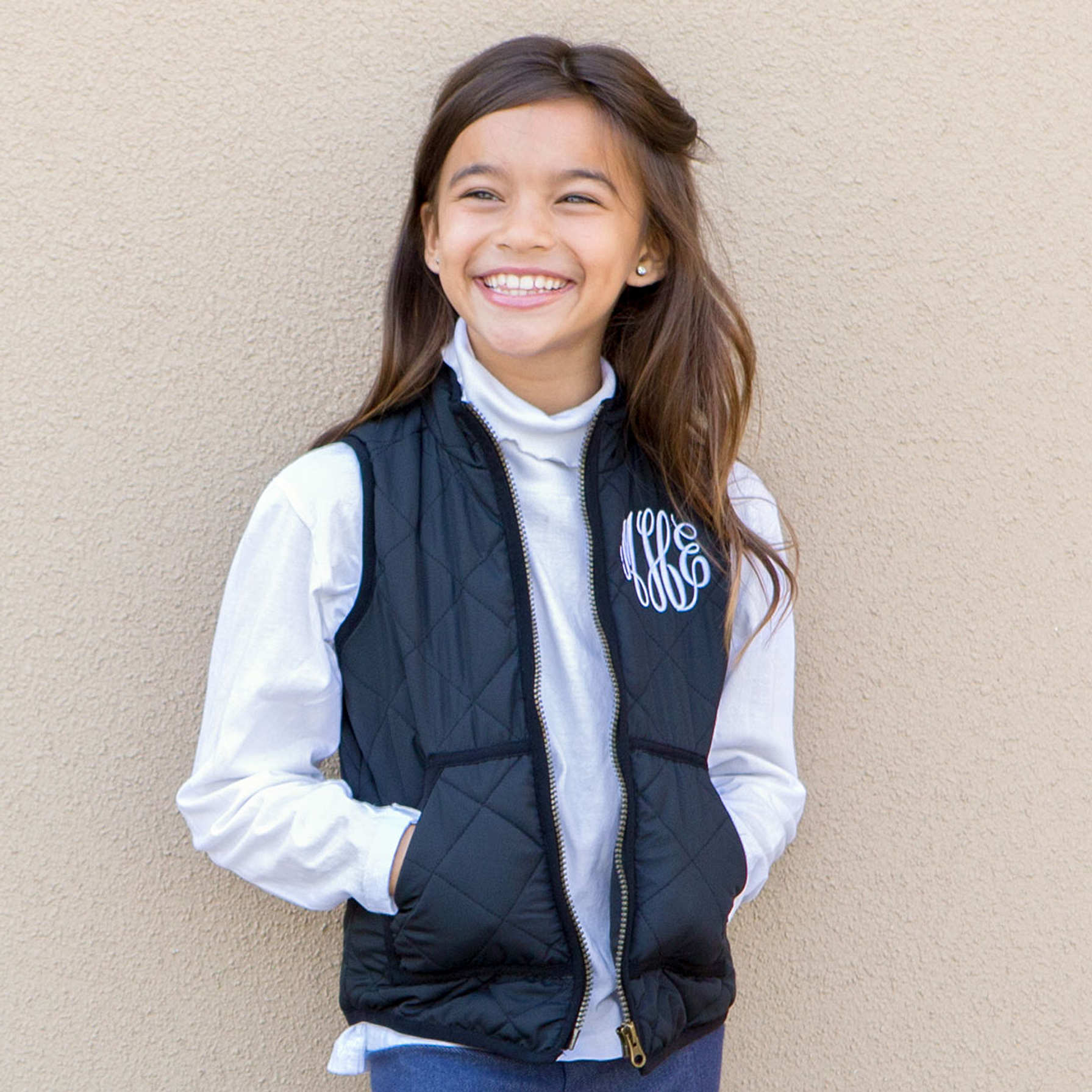 Personalized Kids Quilted Zip Up Vest
