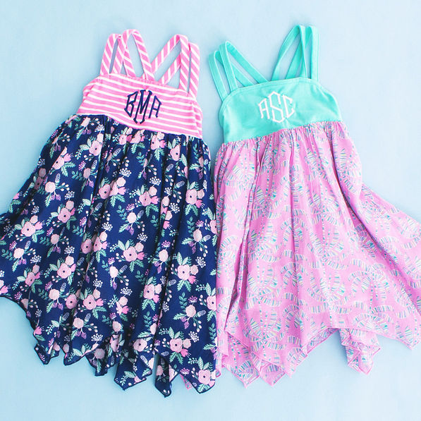Personalized Girl's Handkerchief Hem Dresses – Marleylilly Kids