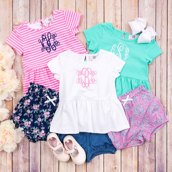 Monogrammed Kids Peplum Top and Shorts Set