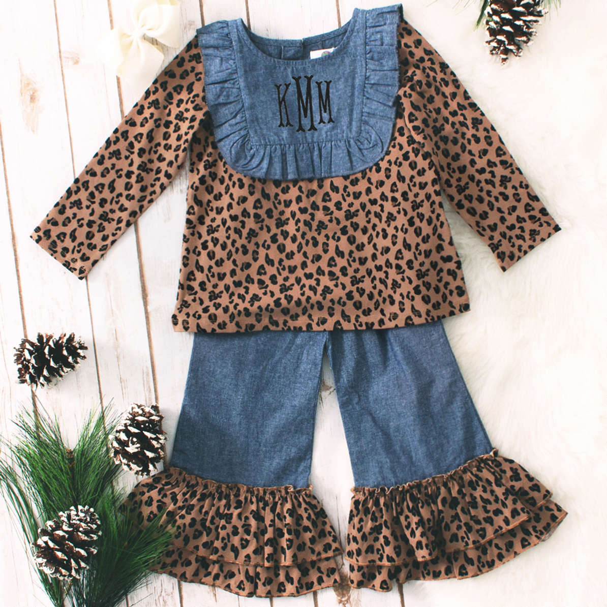Girls Personalized Ruffle Pant Set