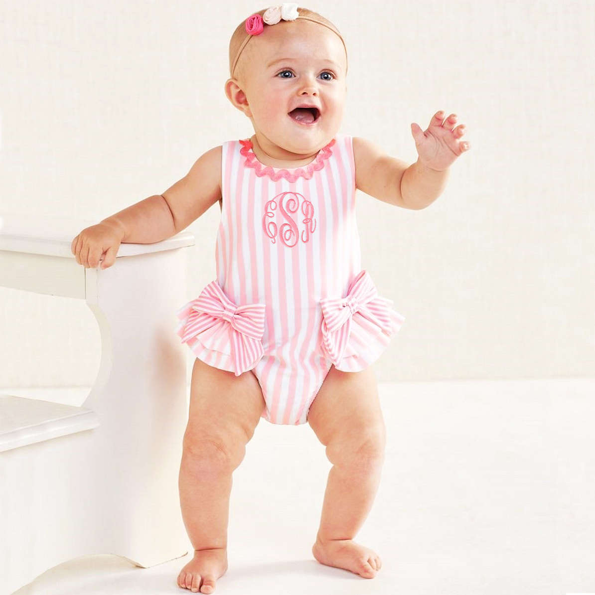 Personalized Pink Baby Swim Suit