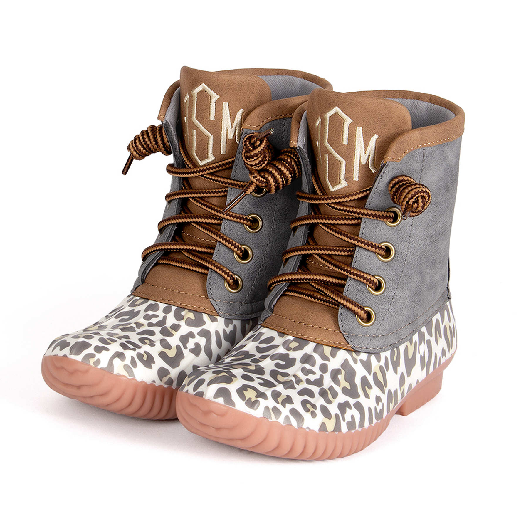 Monogrammed Kids Leopard Duck Boots - Marleylilly Kids
