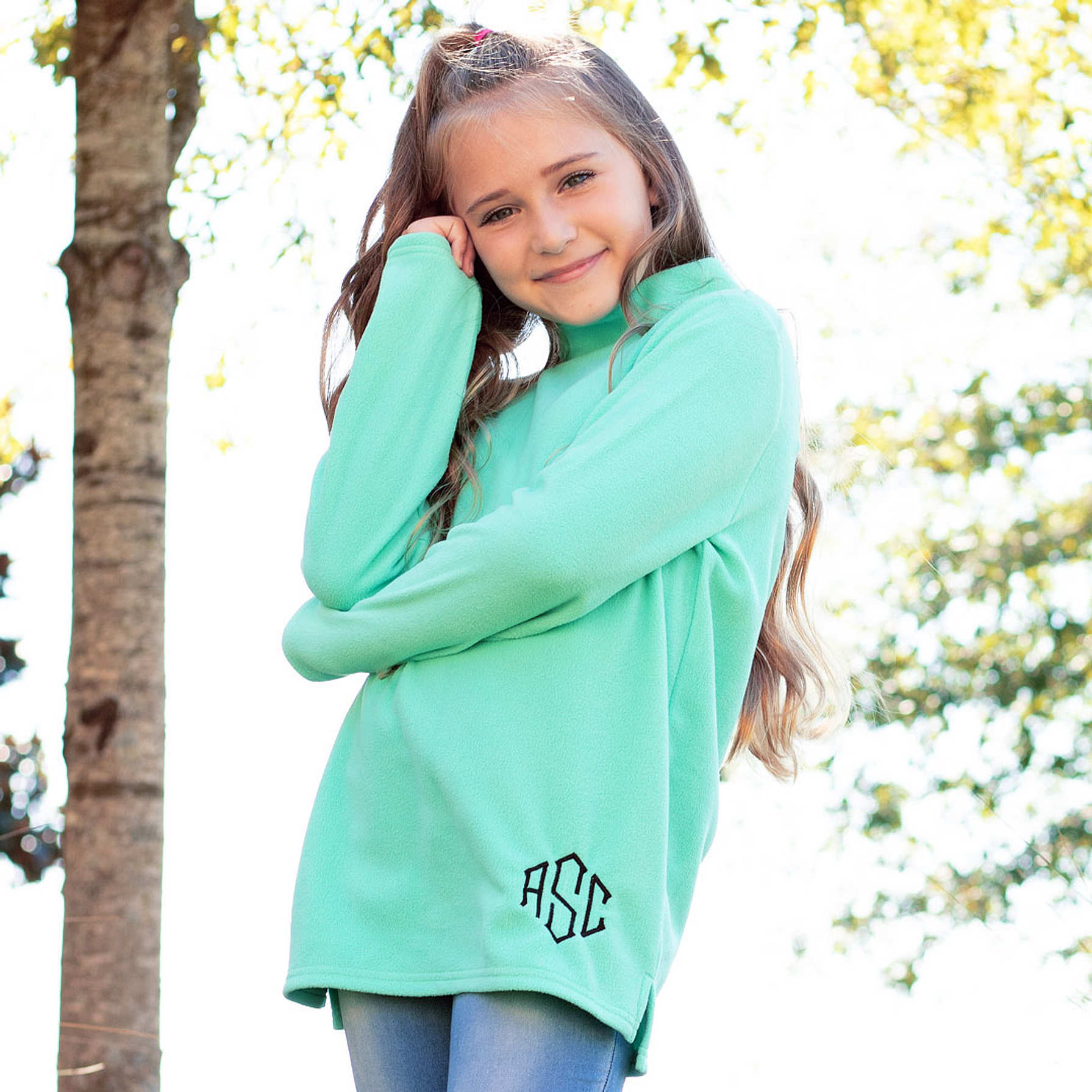Kids Personalized Mint Fleece Tunic - Marleylilly Kids