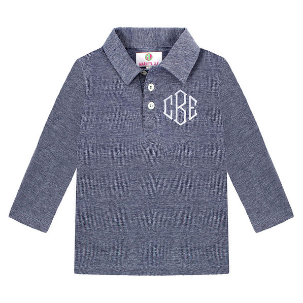 Monogrammed Kids Long Sleeve Polo