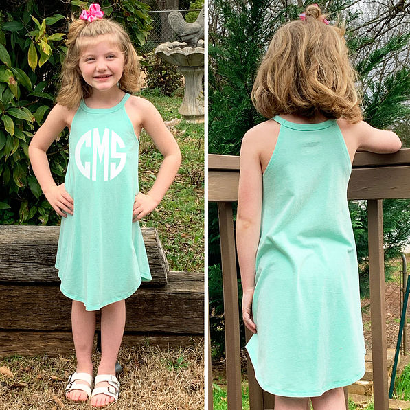 Personalized Girl's High Neck Dress - Marleylilly Kids