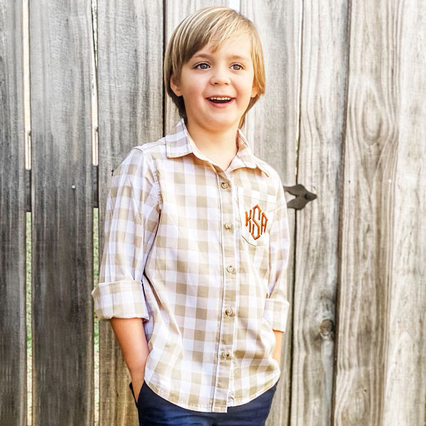 Embroidered Kids Button Down Tops