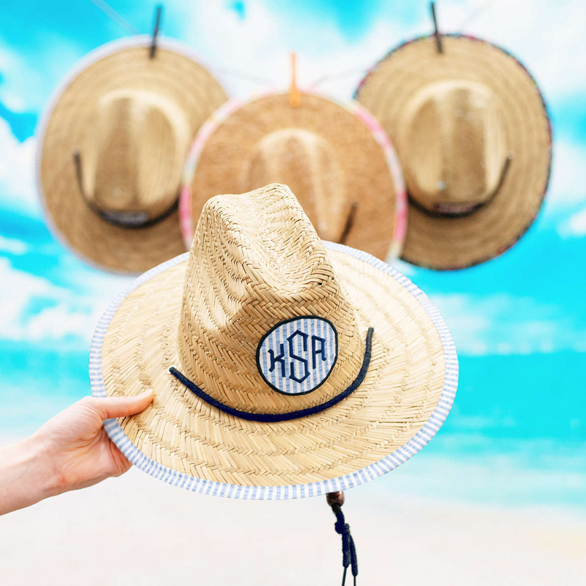 Monogrammed Kids’ Straw Sun Hat - Marleylilly