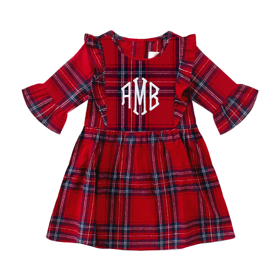 Personalized Girl's Holiday Ruffle Dress